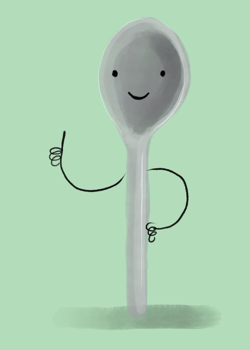 'Thumbs up Spoon ' Poster, picture, metal print, paint by Matt Corrigan ...