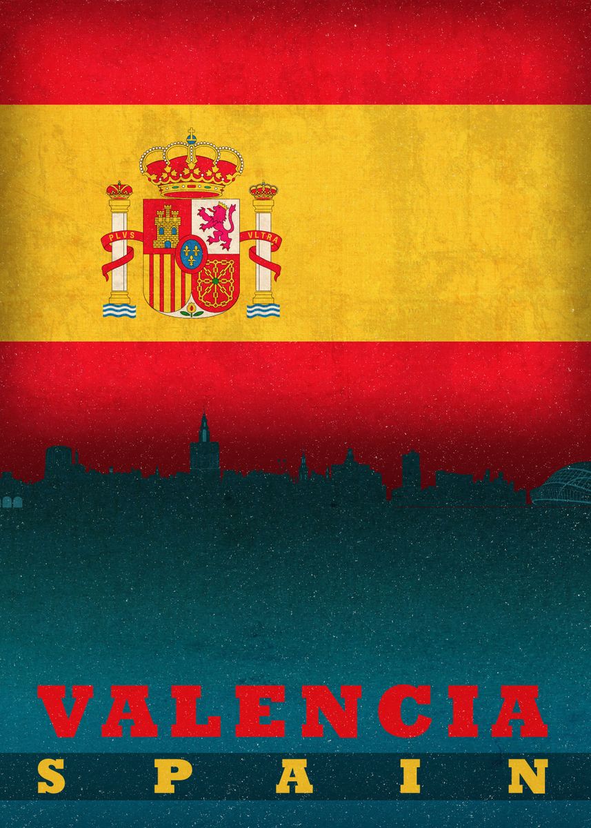 'Valencia Spain Skyline' Poster, picture, metal print, paint by Design ...