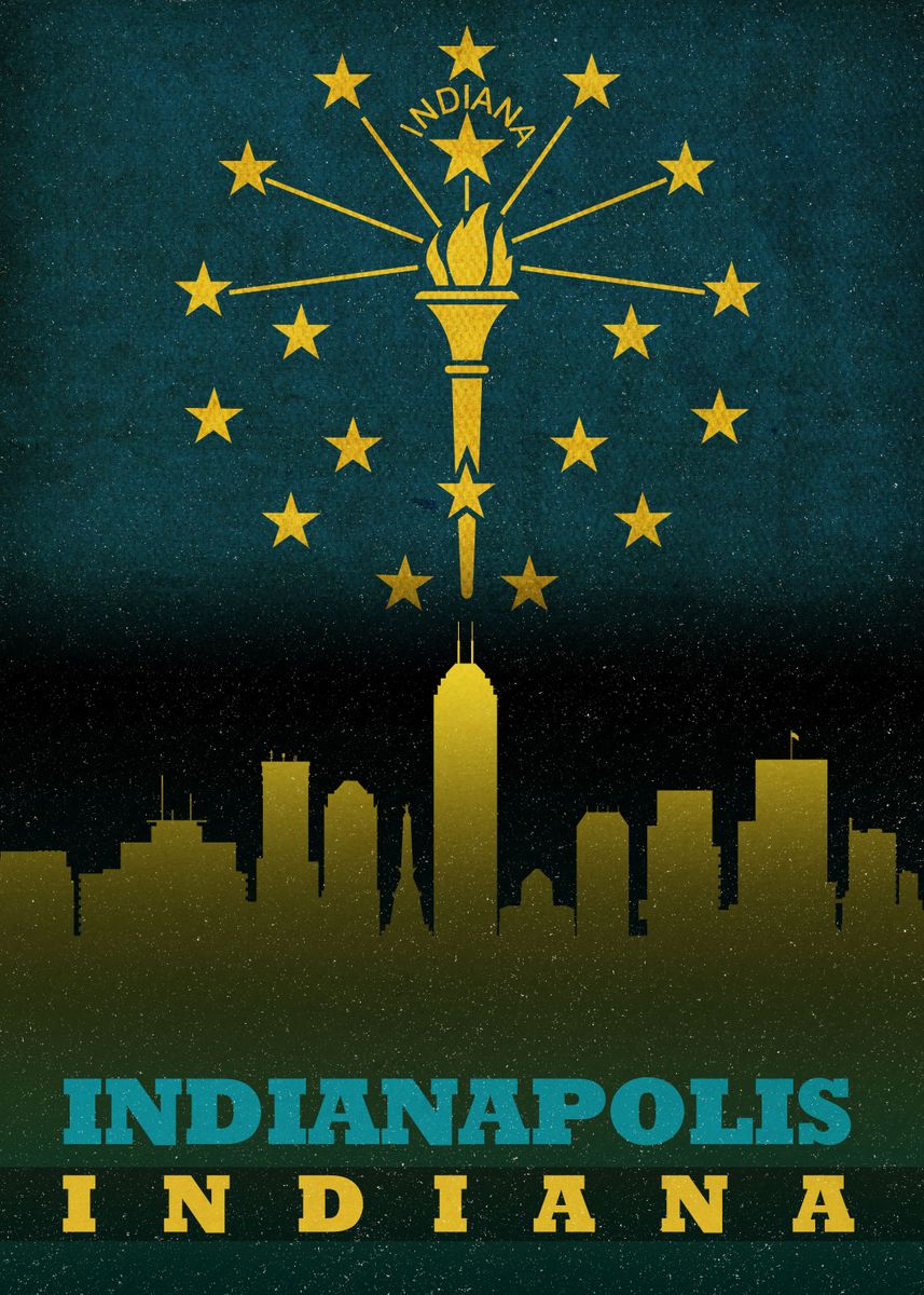 'Indianapolis Skyline' Poster, picture, metal print, paint by Design ...