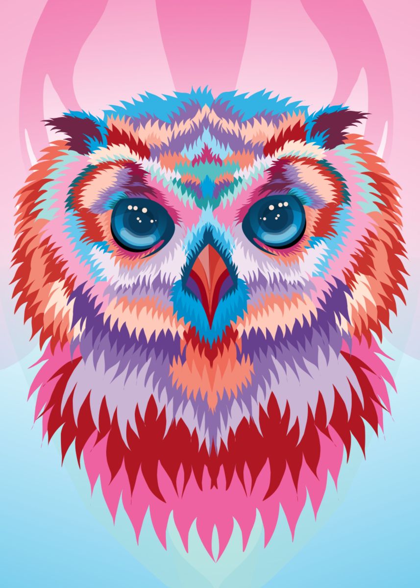 'Owl on popart style' Poster, picture, metal print, paint by erna ...