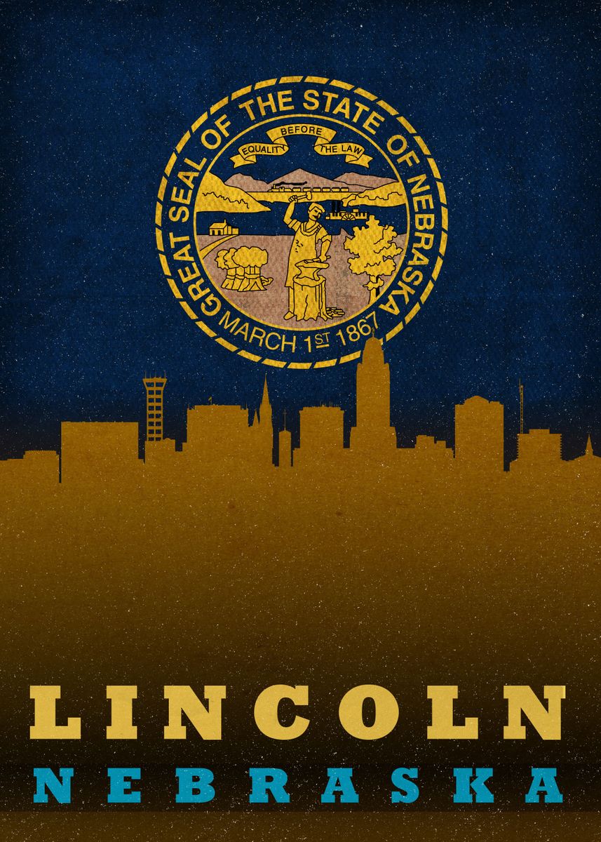 'Lincoln Nebraska Skyline' Poster, picture, metal print, paint by ...