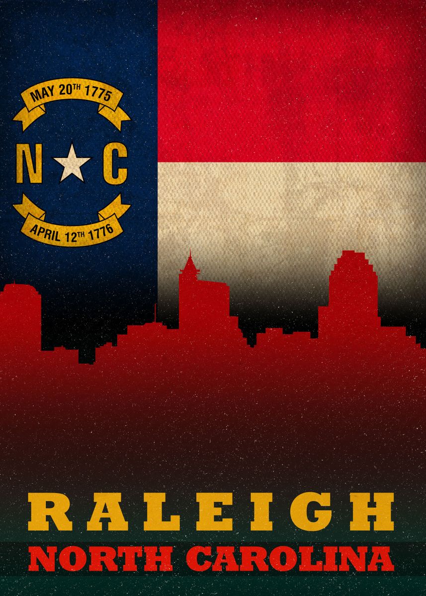 'Raleigh NC City Skyline' Poster, picture, metal print, paint by Design ...