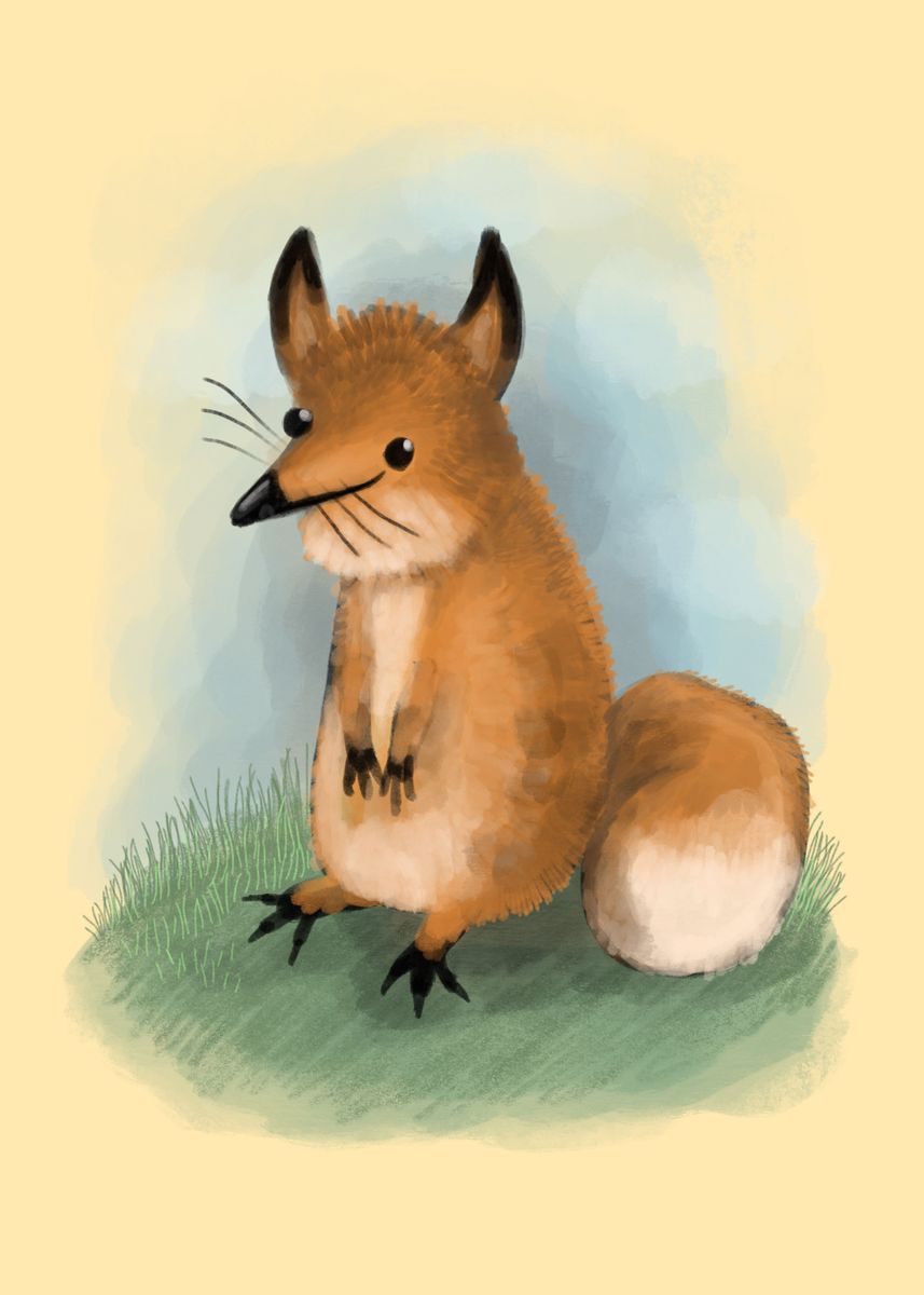 'Fluffy Fox' Poster, picture, metal print, paint by Matt Corrigan ...