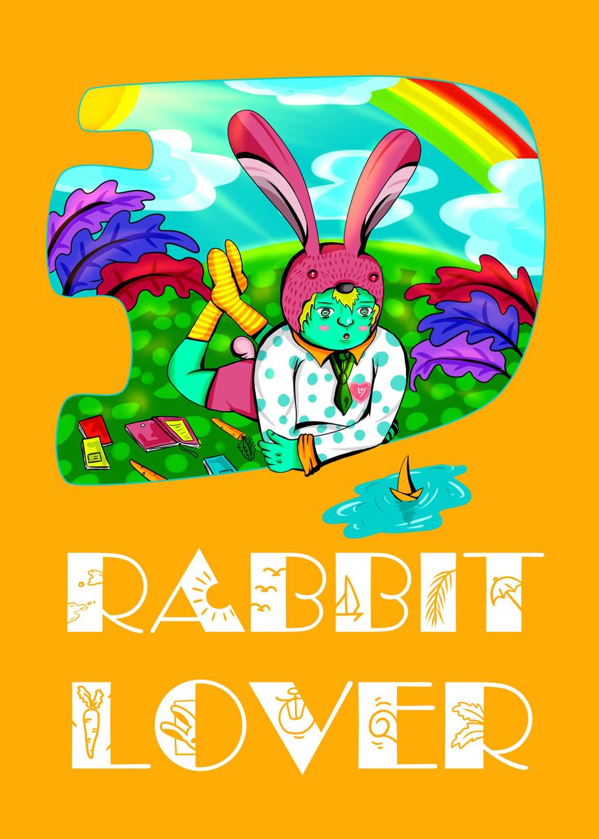 'Rabbit Lover' Poster, picture, metal print, paint by Loganue Saputra ...