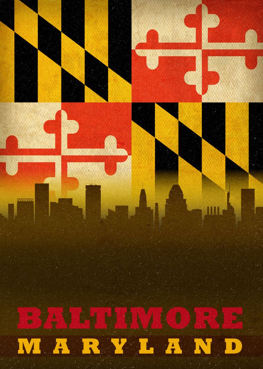 'Baltimore Maryland Skyline' Poster, picture, metal print, paint by ...