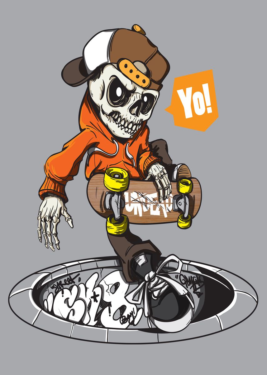 'Skateboard Skeleton ' Poster by Overstyle Designs | Displate