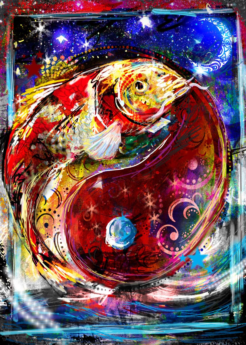 'Ying Yang Koi Fish' Poster, picture, metal print, paint by Ryan Spark ...