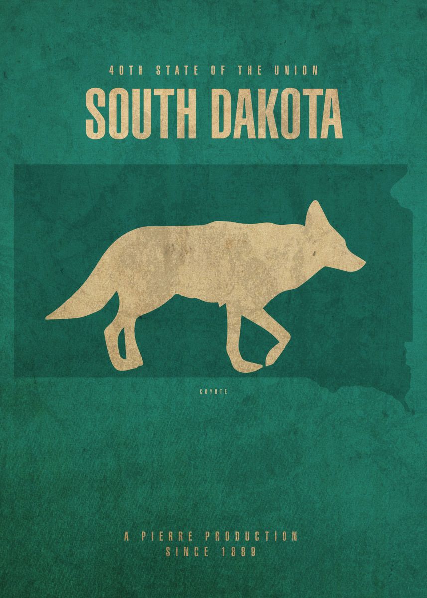 'South Dakota State Facts' Poster, picture, metal print, paint by ...