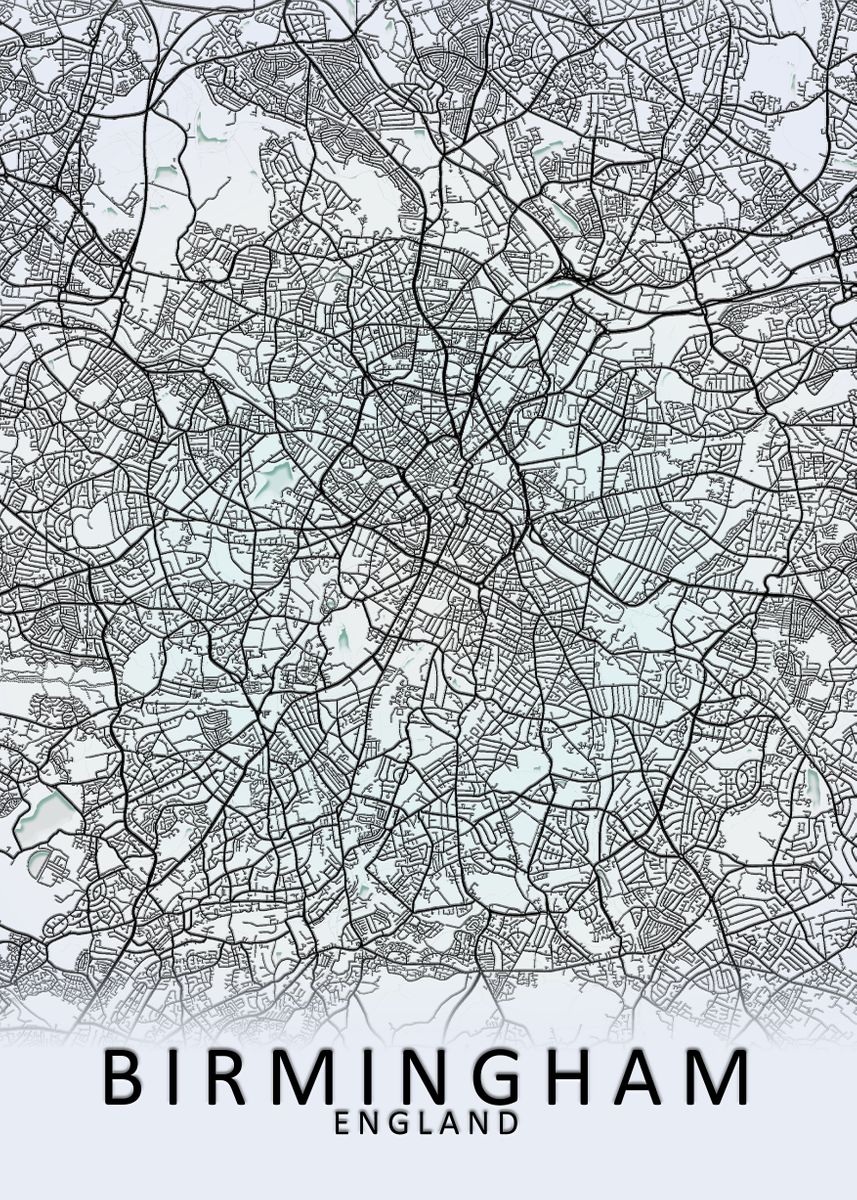 'Birmingham White City Map' Poster, picture, metal print, paint by City ...