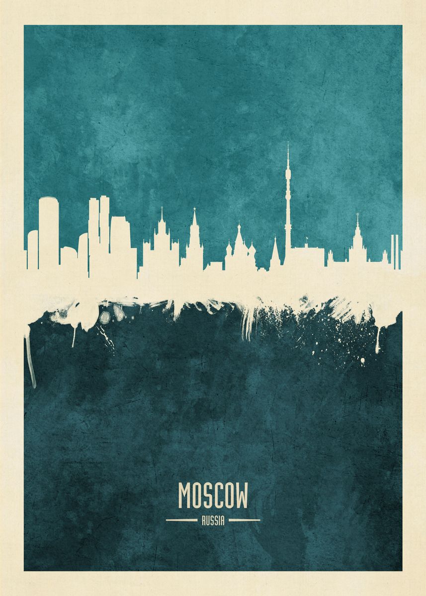 'Moscow Russia Skyline' Poster, picture, metal print, paint by Michael ...