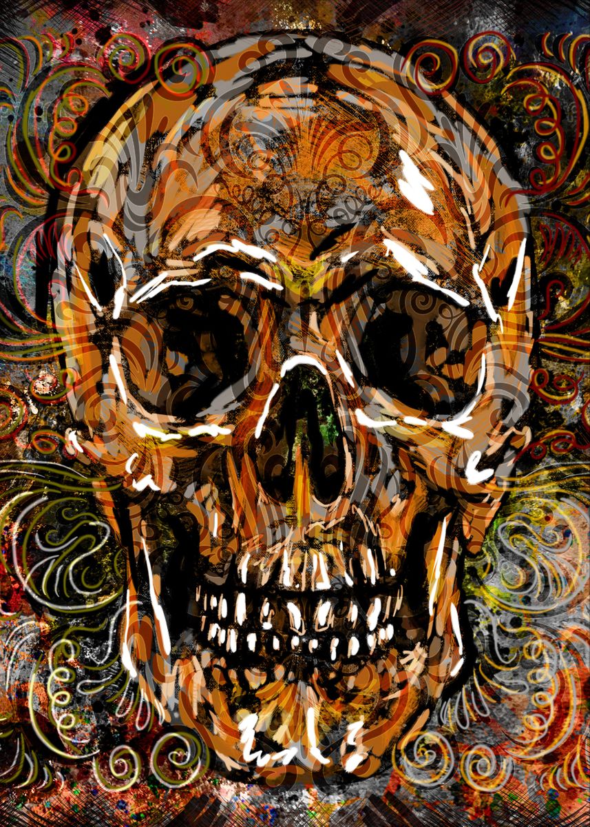'Skull Art' Poster, picture, metal print, paint by Ryan Spark | Displate