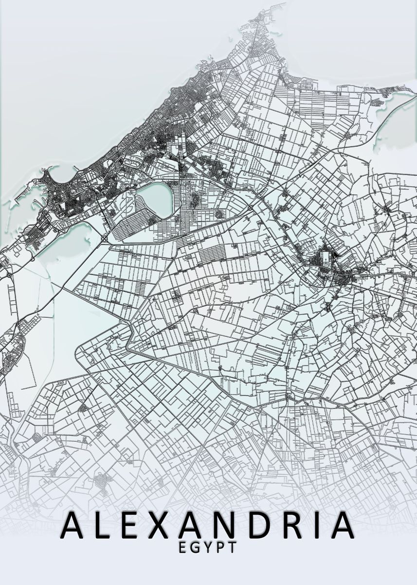 'Alexandria White City Map' Poster, picture, metal print, paint by City ...