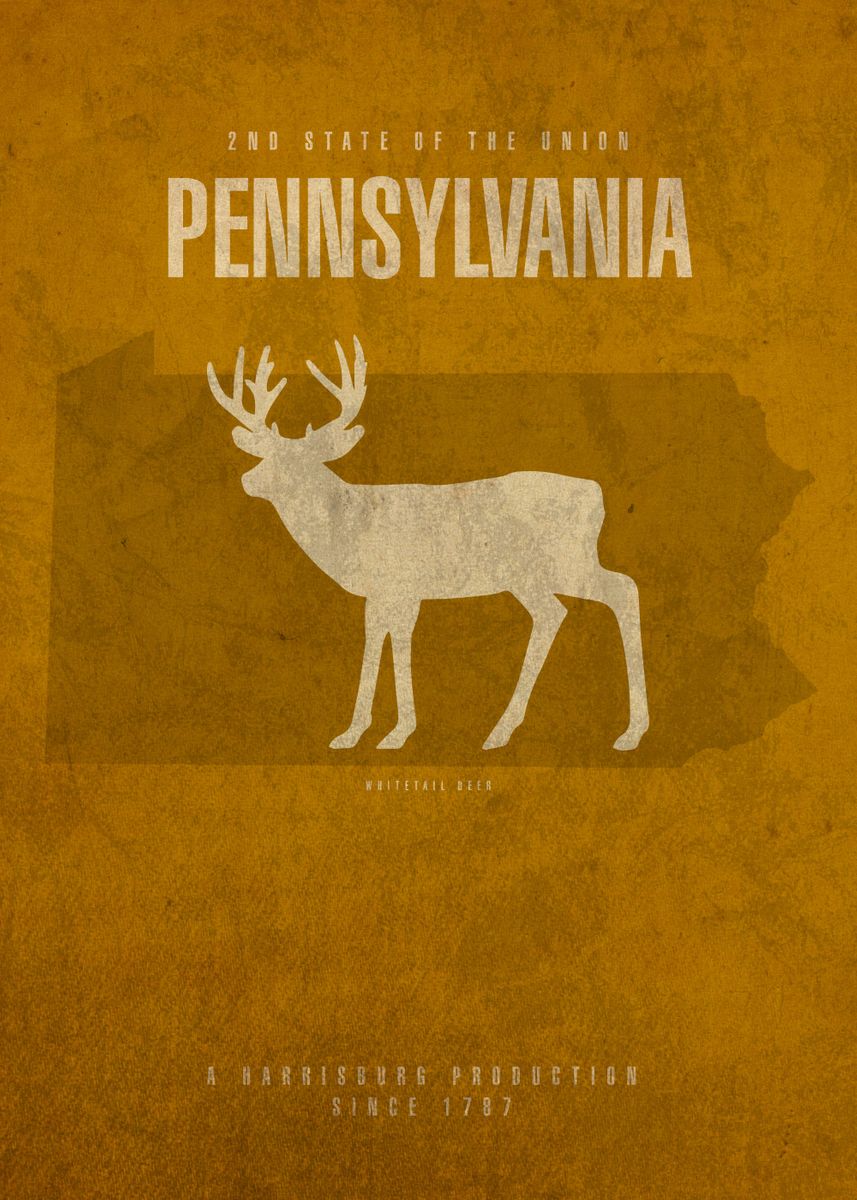 'Pennsylvania State Facts' Poster, picture, metal print, paint by ...