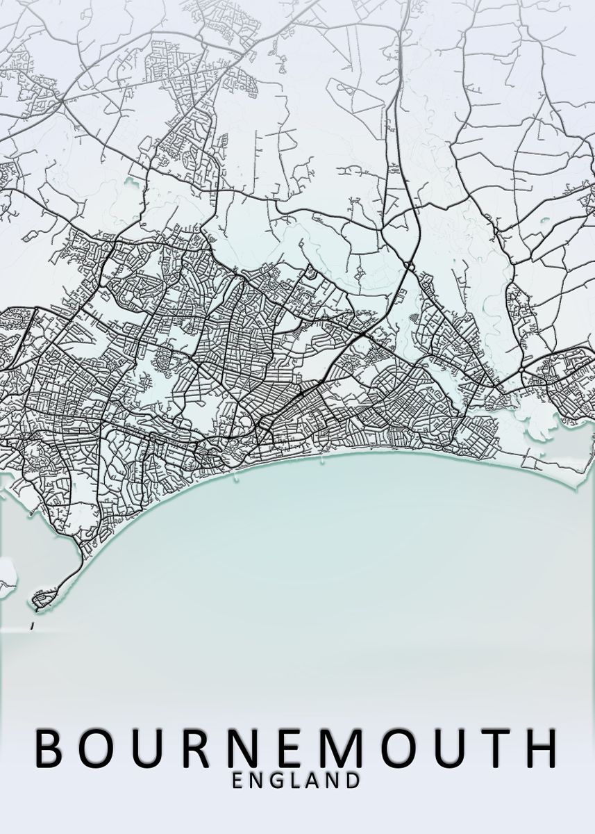 'Bournemouth White City Map' Poster by City Map Art Prints | Displate
