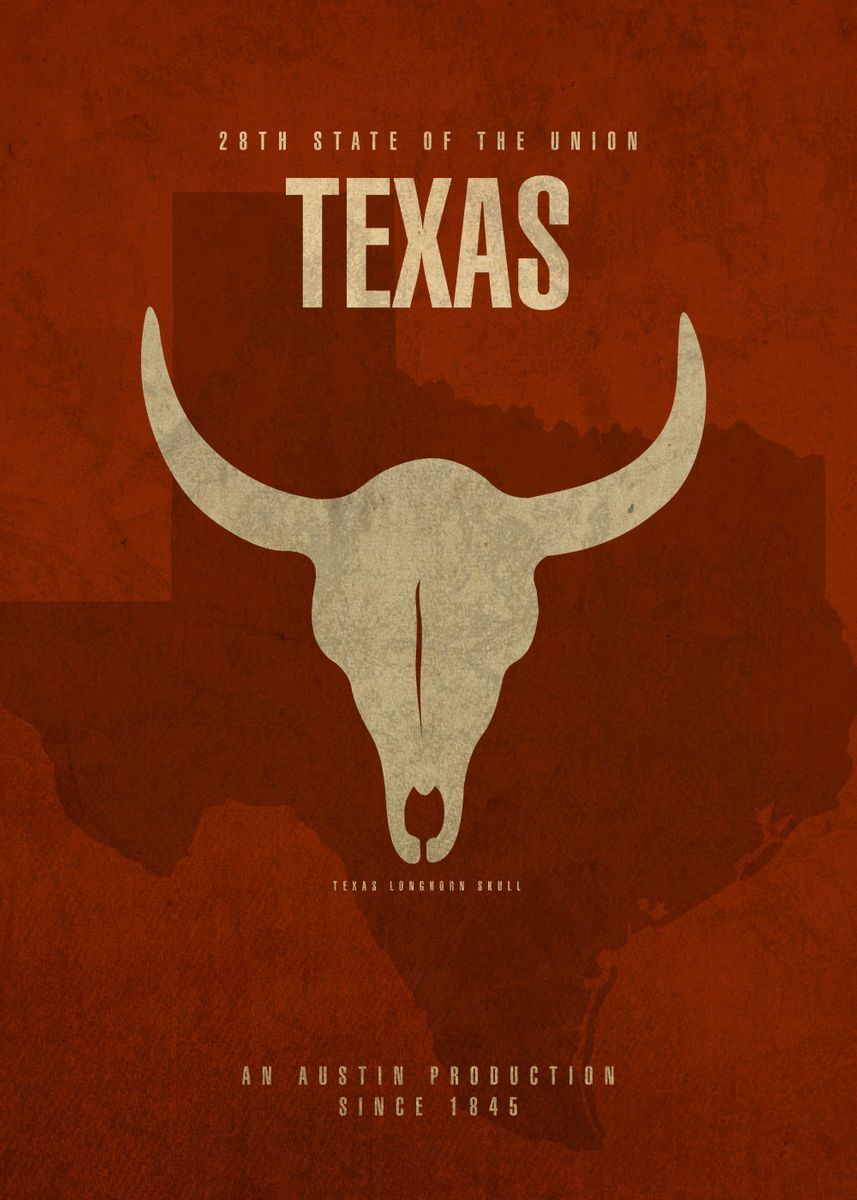'Texas State Facts' Poster, picture, metal print, paint by Design ...