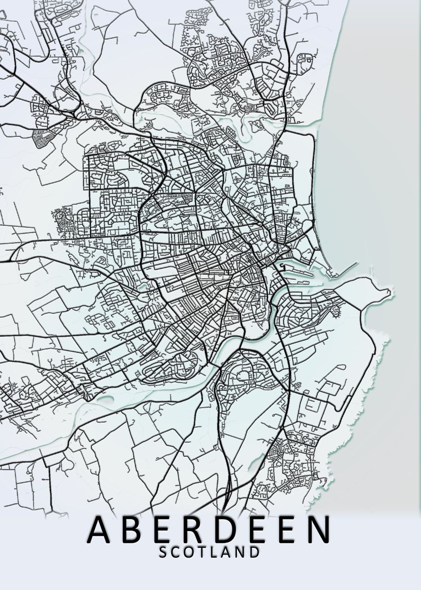 'Aberdeen White City Map' Poster, picture, metal print, paint by City ...