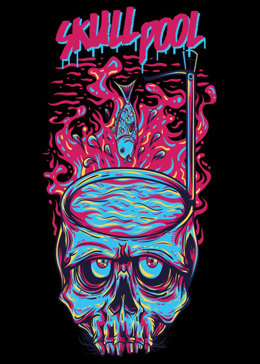 ' Skull Pool Funny' Poster, picture, metal print, paint by Overstyle ...