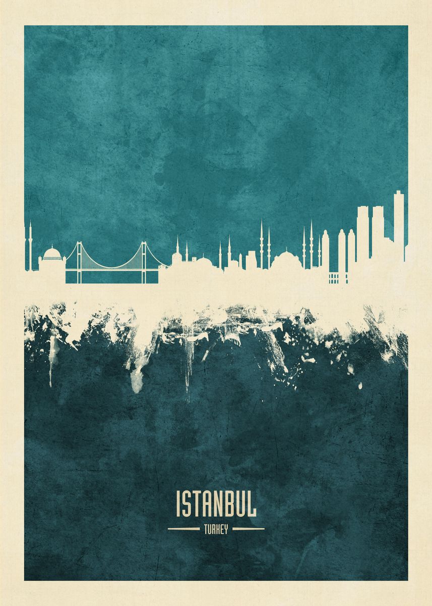 'Istanbul Turkey Skyline' Poster by Michael Tompsett | Displate
