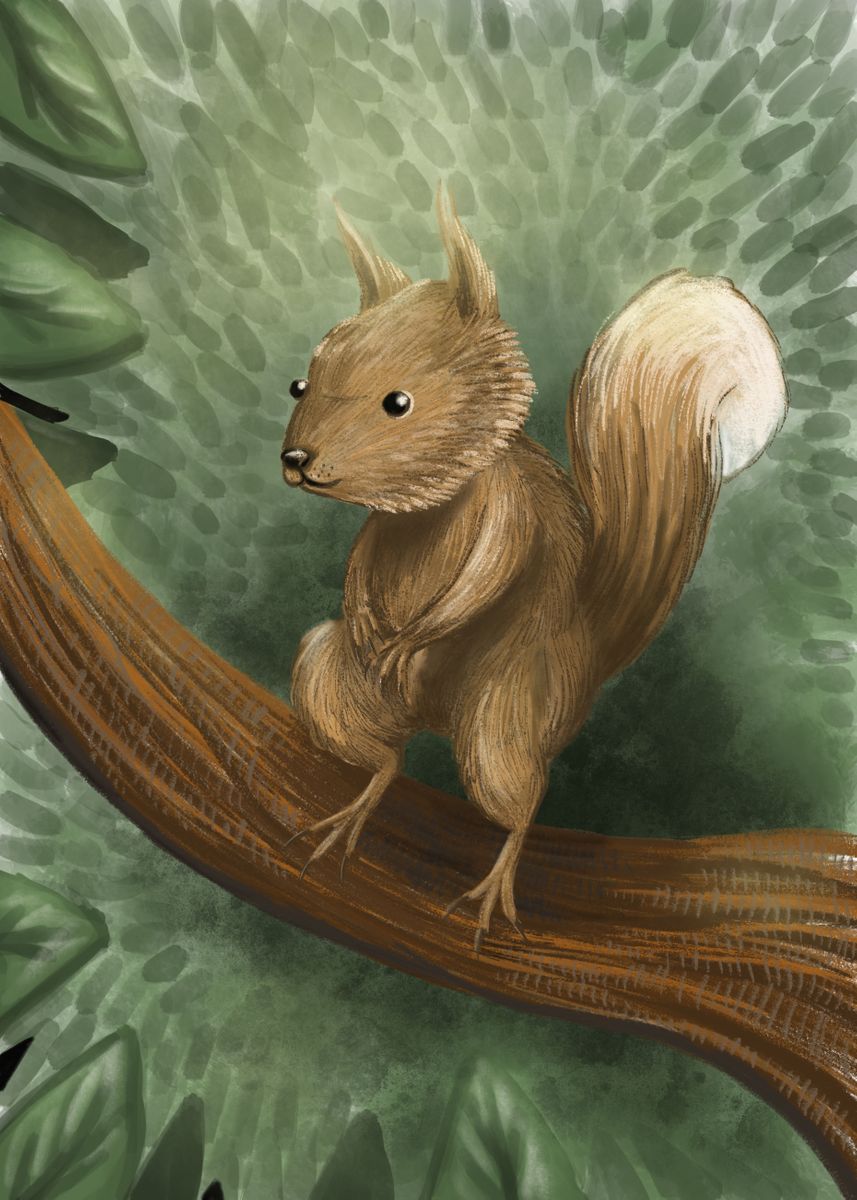 'A Cute Squirrel' Poster, picture, metal print, paint by Matt Corrigan ...