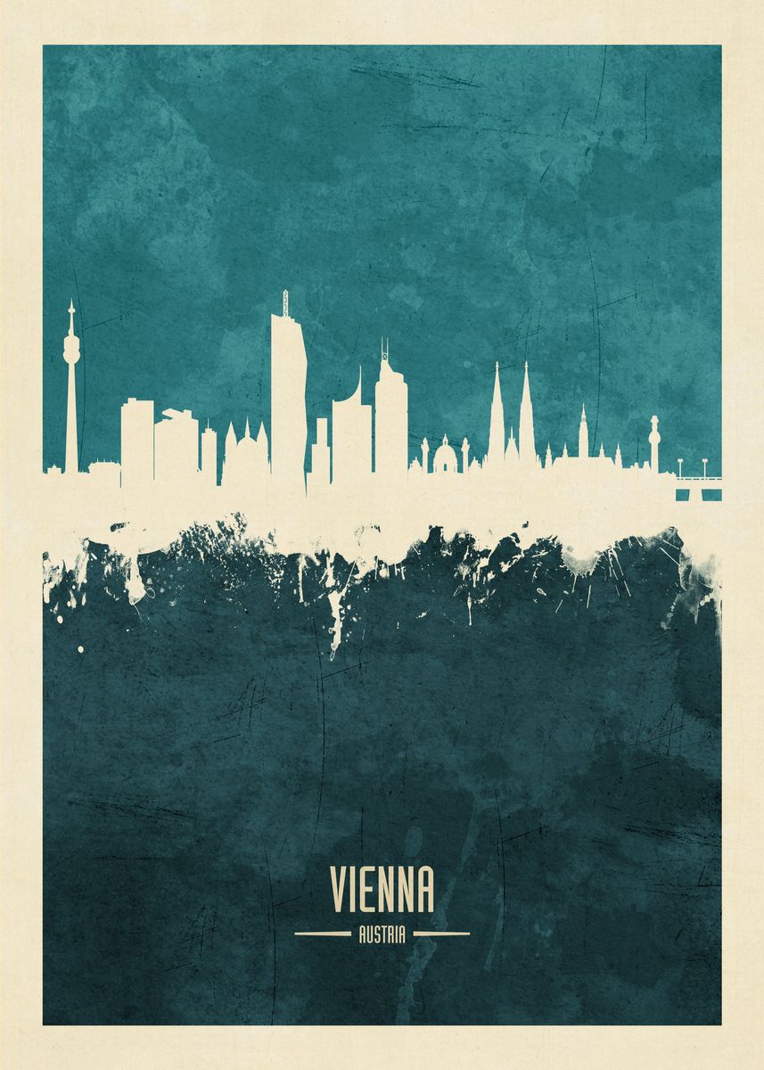 'Vienna Austria Skyline' Poster by Michael Tompsett | Displate