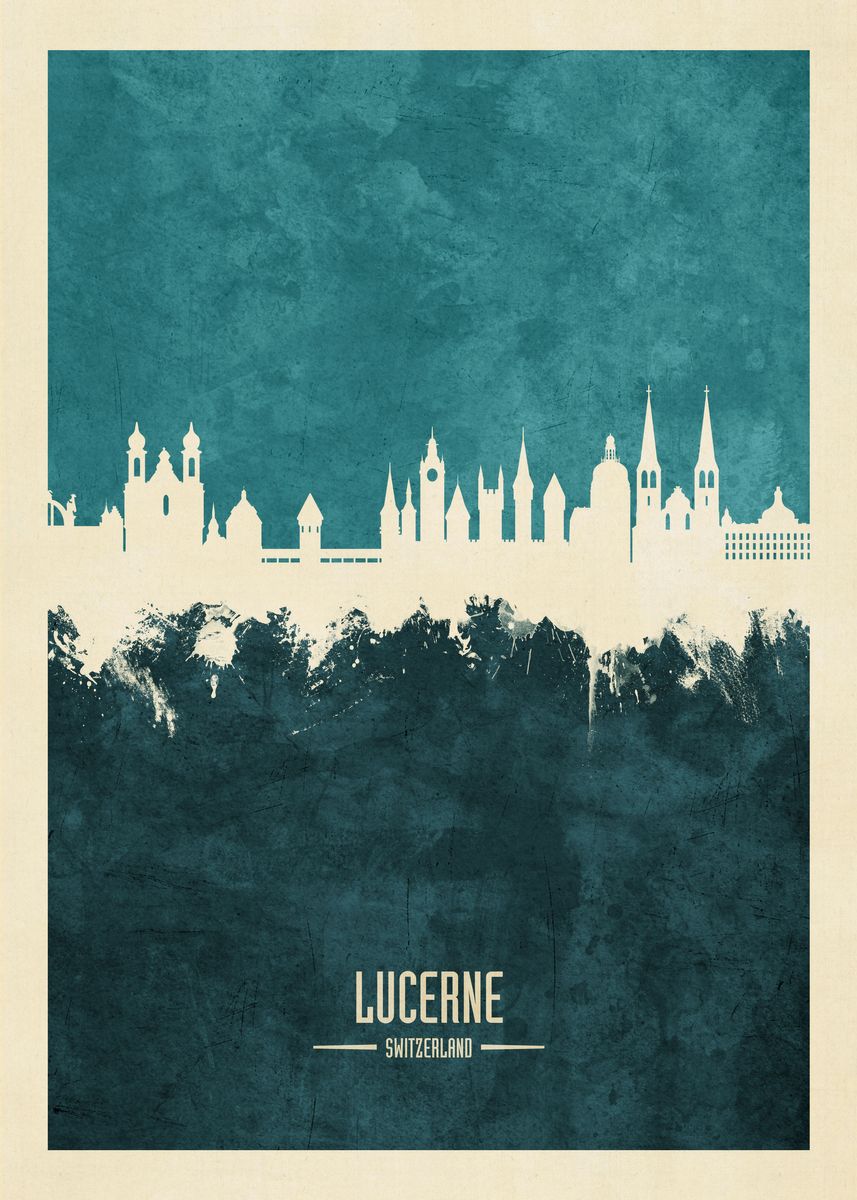 'Lucerne Skyline' Poster, picture, metal print, paint by Michael ...