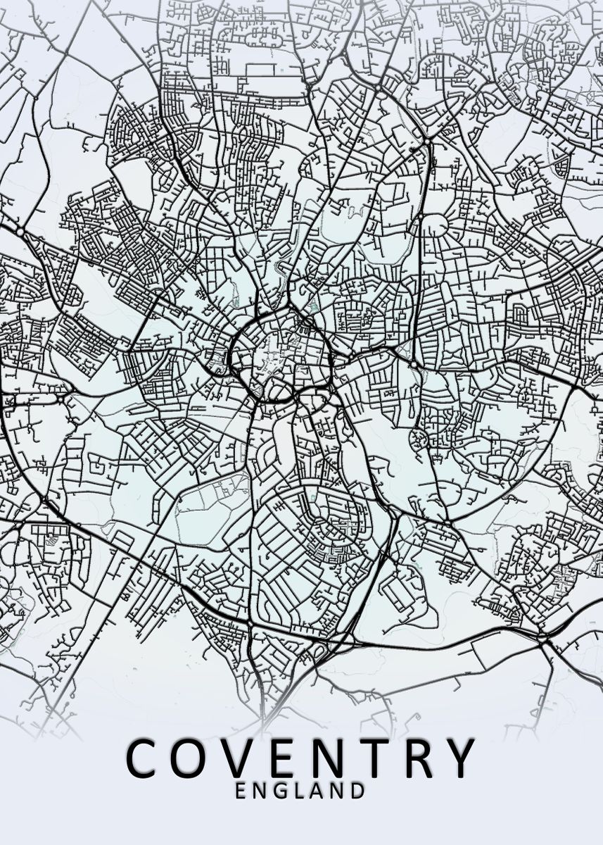 'Coventry White City Map' Poster, picture, metal print, paint by City ...