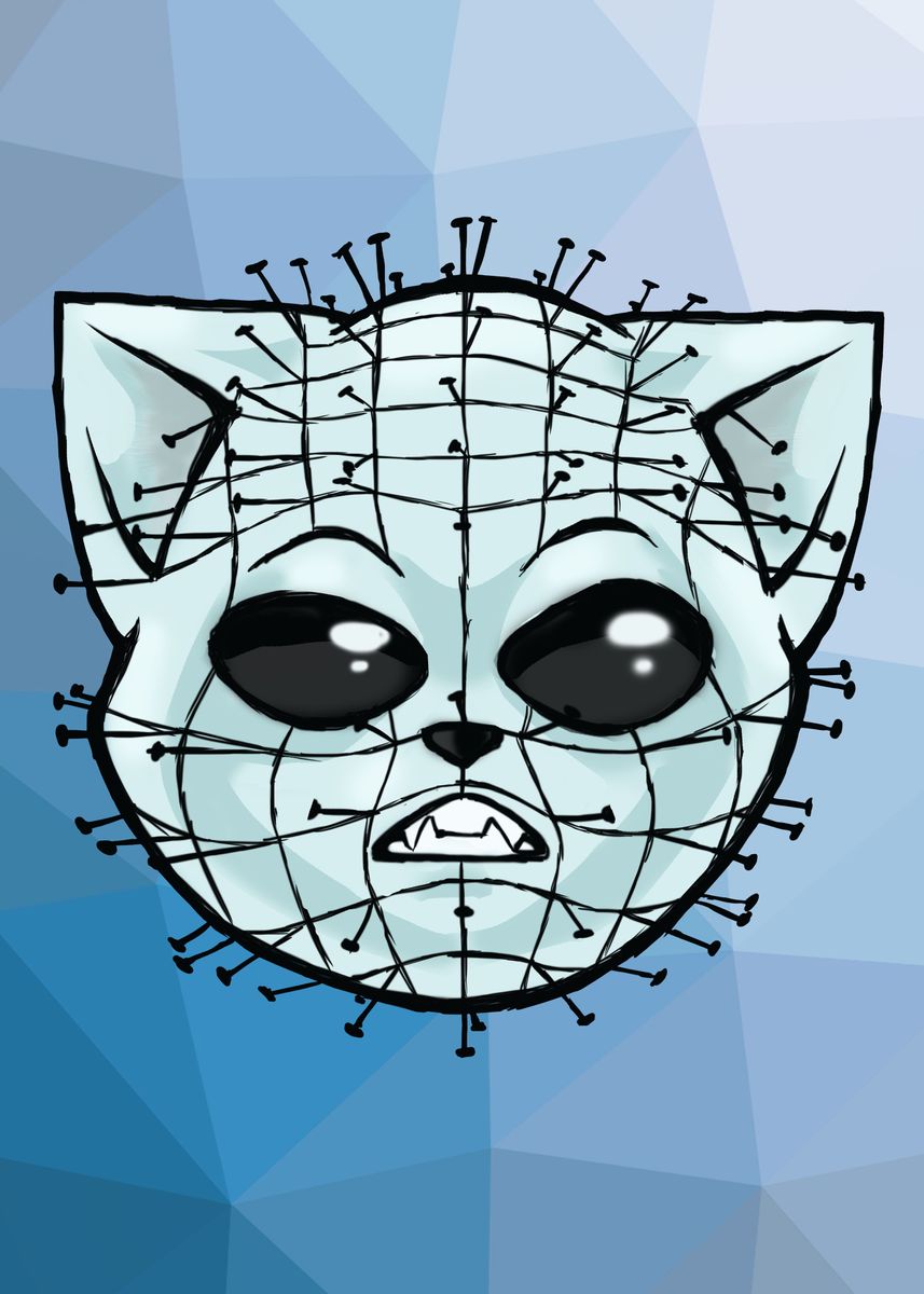 'Cat Pinhead Icon' Poster, picture, metal print, paint by Mariana Braga ...