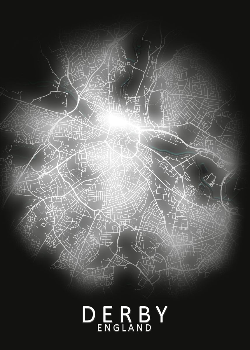 'Derby LED Glow City Map' Poster by City Map Art Prints | Displate