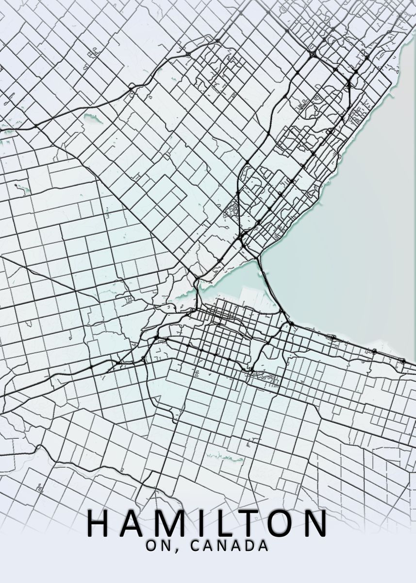 'Hamilton White City Map' Poster, picture, metal print, paint by City ...