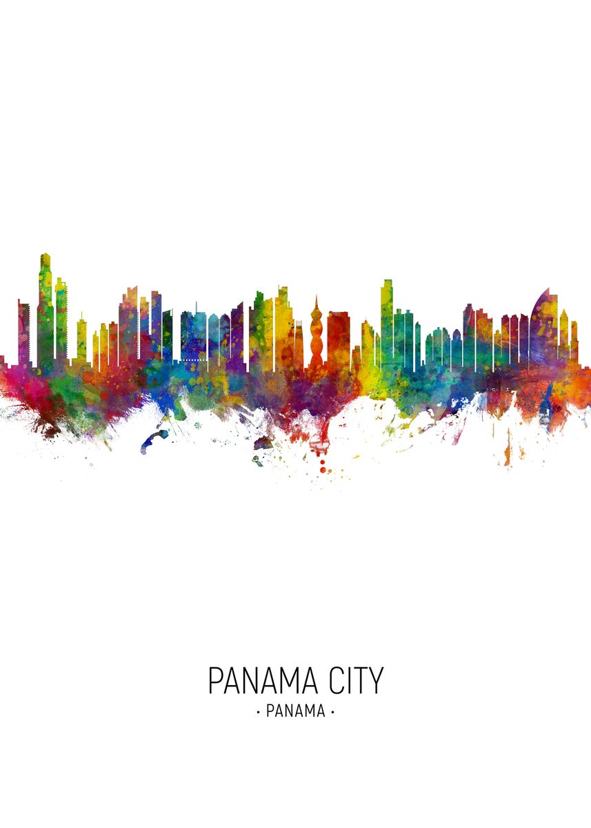 'Panama City Skyline' Poster, picture, metal print, paint by Michael ...