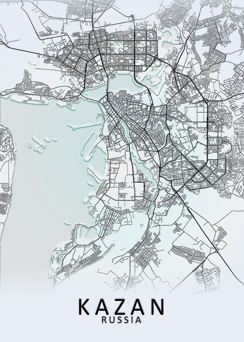 'Kazan White City Map' Poster by City Map Art Prints | Displate