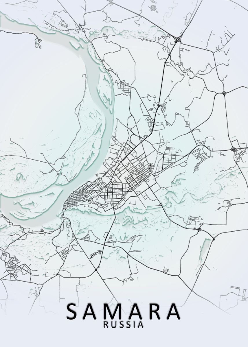 'Samara White City Map' Poster by City Map Art Prints | Displate