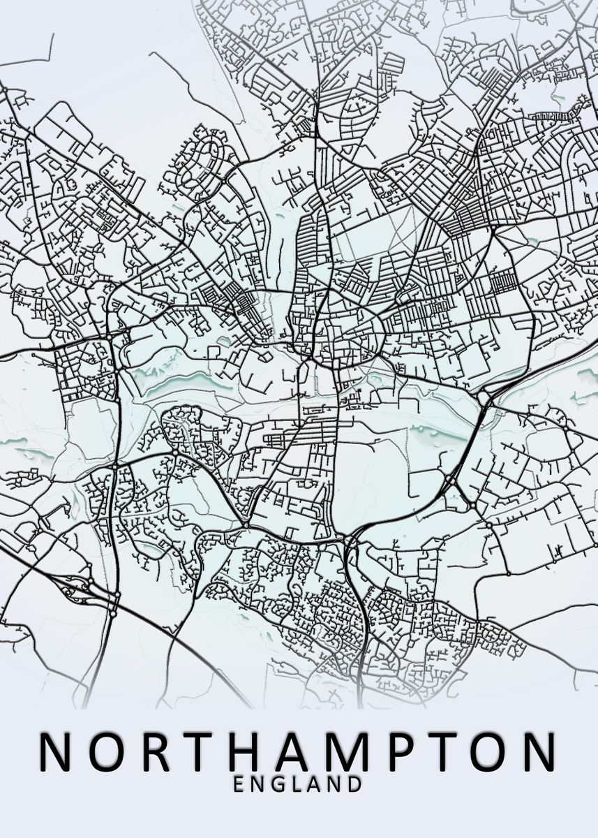 'Northampton White City Map' Poster by City Map Art Prints | Displate