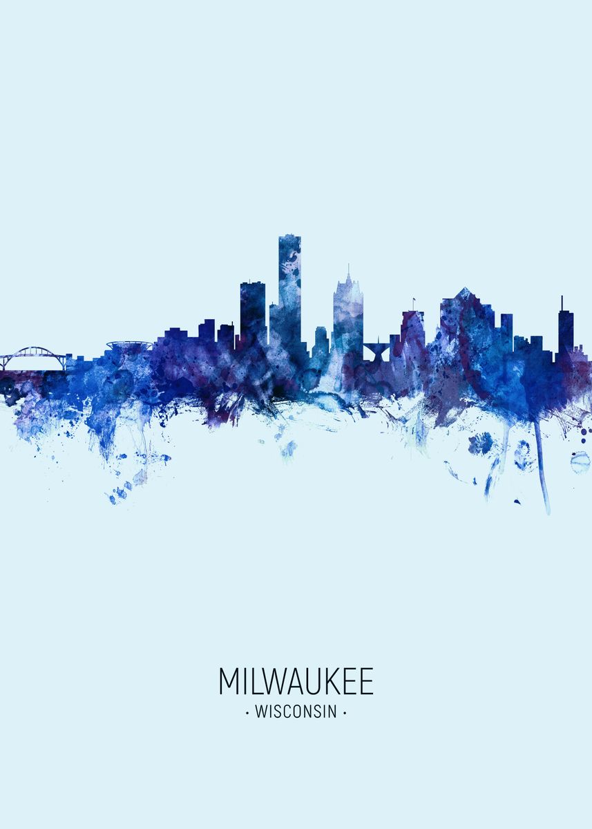 'Milwaukee Skyline' Poster, picture, metal print, paint by Michael ...