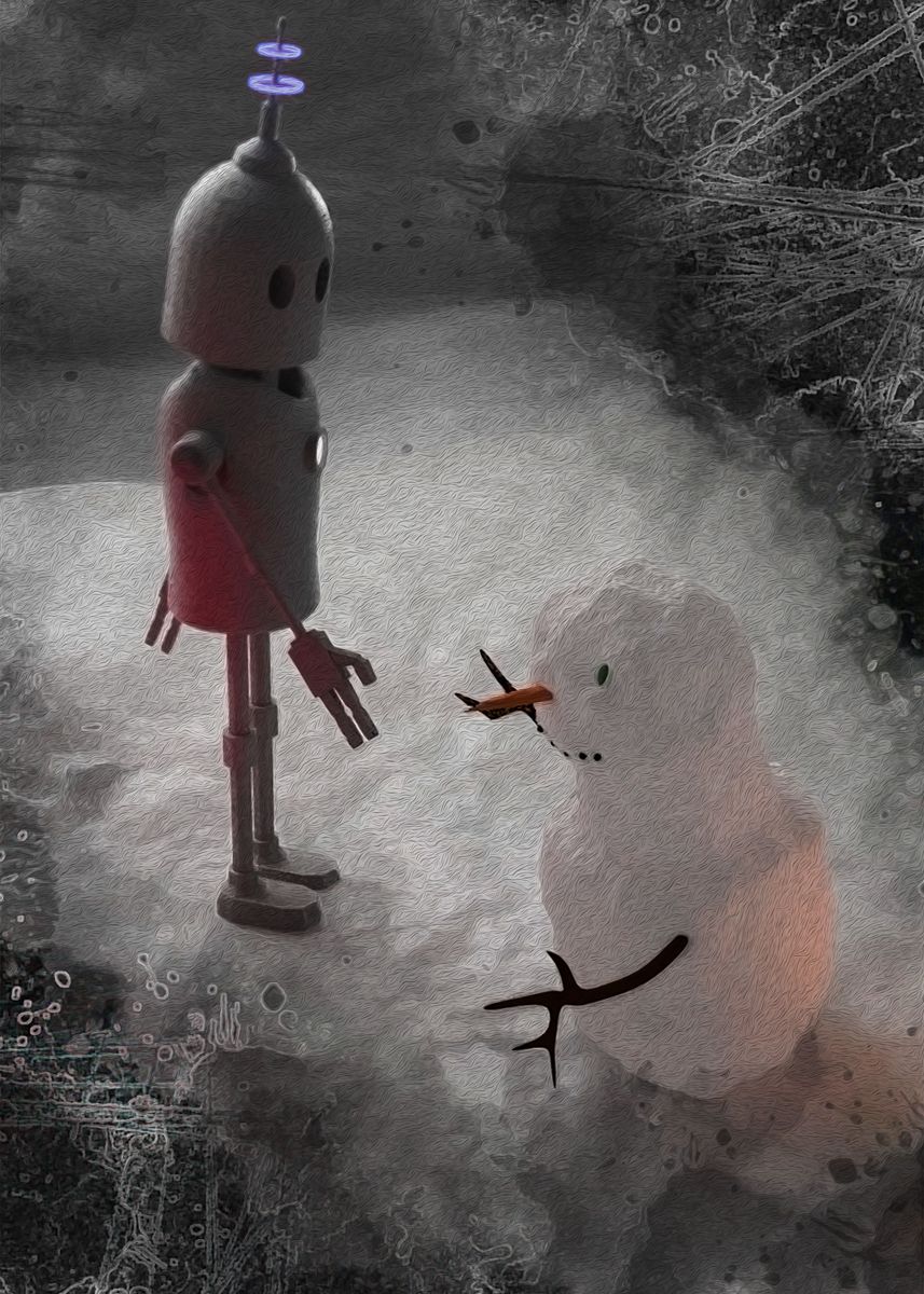 'snowman and robot' Poster, picture, metal print, paint by vissarion ...