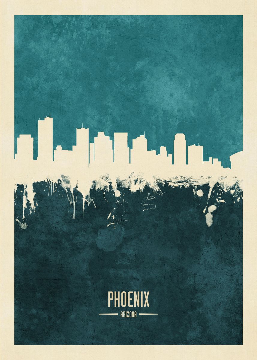 'Phoenix Arizona Skyline' Poster, picture, metal print, paint by ...
