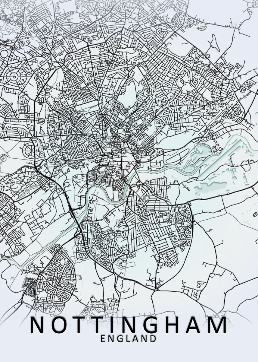 'Nottingham White City Map' Poster, picture, metal print, paint by City ...