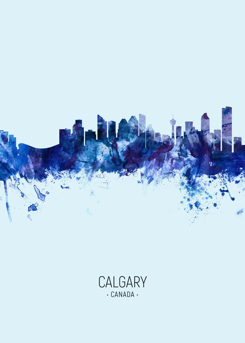 'Calgary Canada Skyline' Poster, picture, metal print, paint by Michael ...