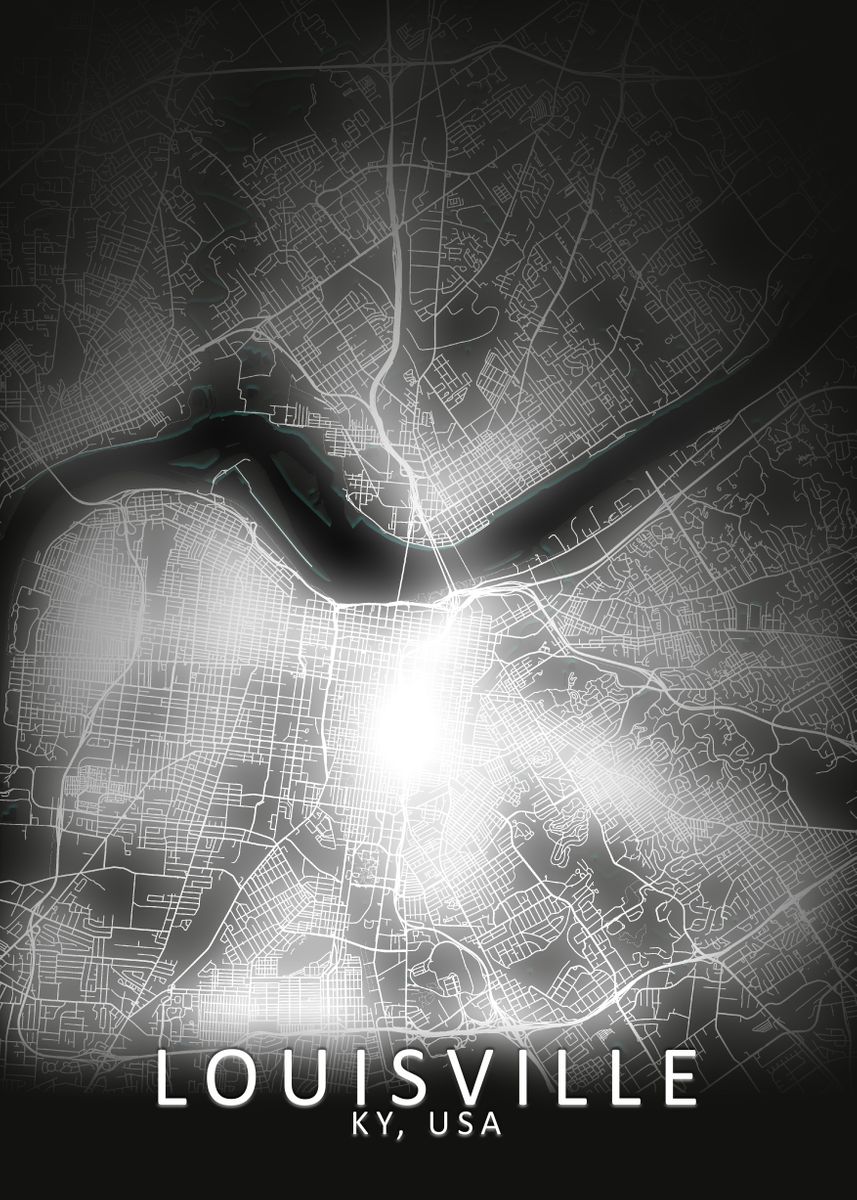 ' Louisville LED Glow Map' Poster, picture, metal print, paint by City ...