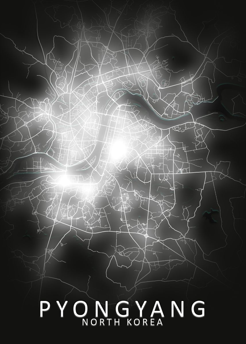 'Pyongyang LED Glow CityMap' Poster by City Map Art Prints | Displate