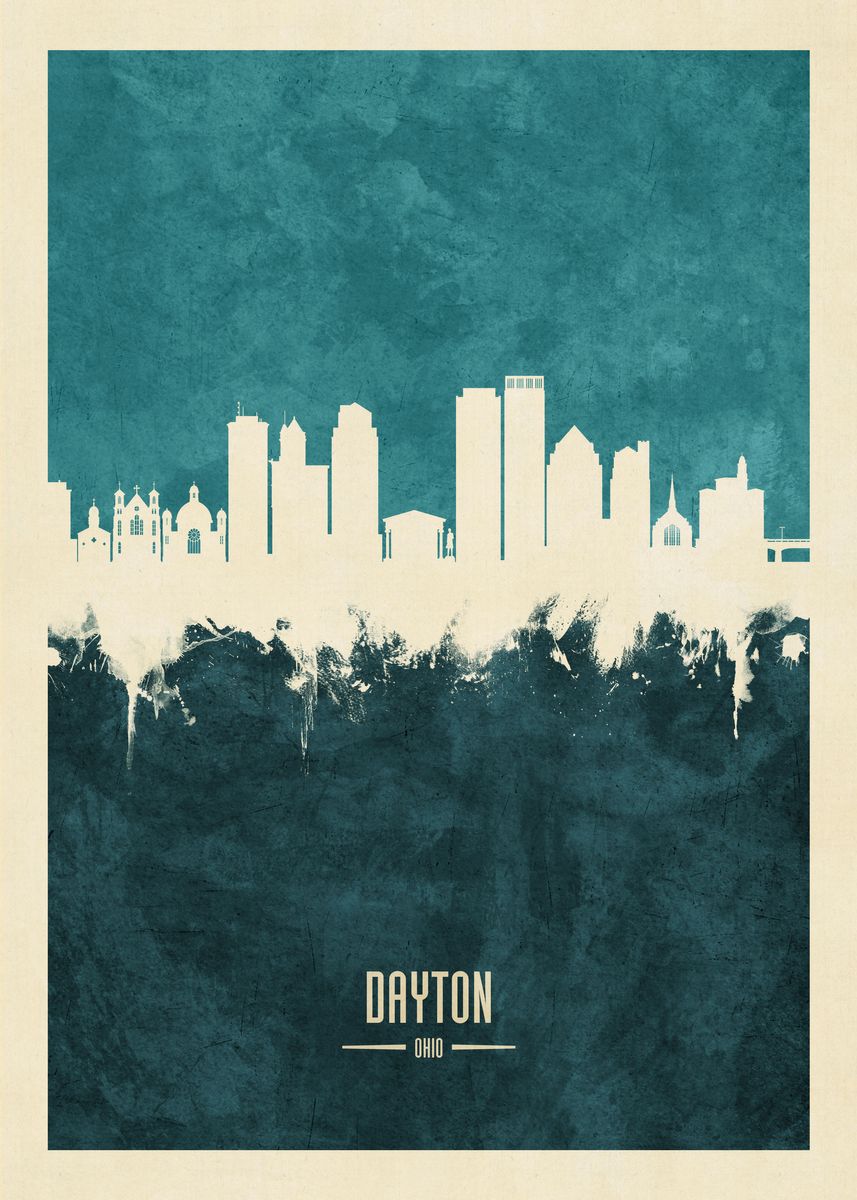 'Dayton Ohio Skyline' Poster by Michael Tompsett | Displate