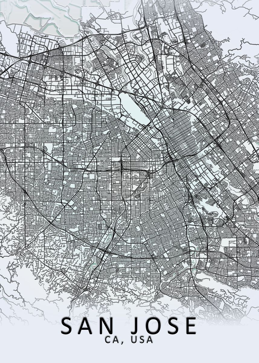 'San Jose White City Map' Poster by City Map Art Prints | Displate