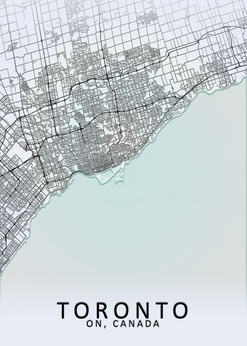 'Toronto White City Map' Poster, picture, metal print, paint by City ...