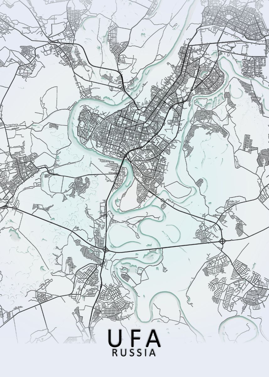 'Ufa White City Map' Poster, picture, metal print, paint by City Map ...