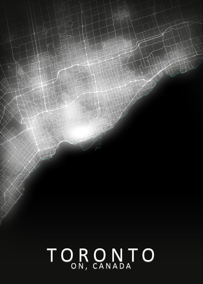 'Toronto LED Glow City Map' Poster, picture, metal print, paint by City ...