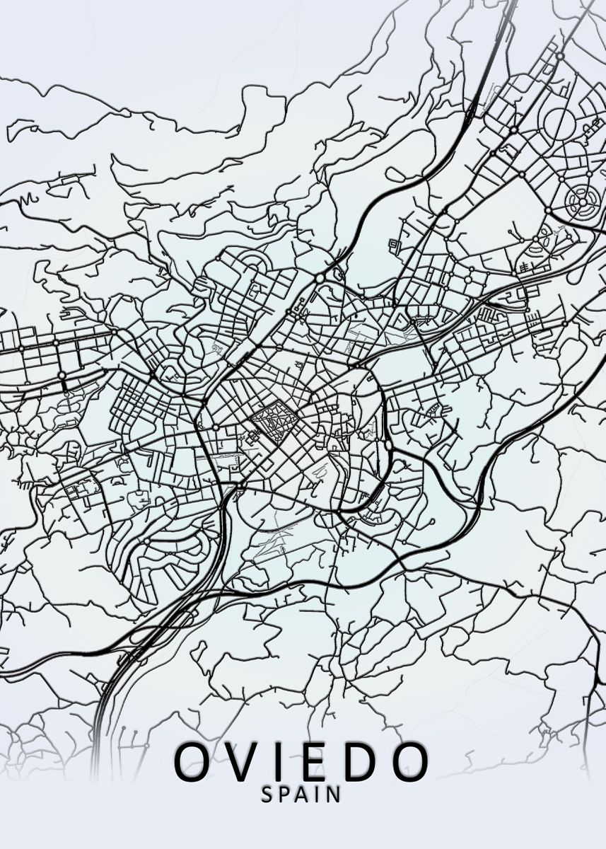 'Oviedo White City Map' Poster, picture, metal print, paint by City Map ...