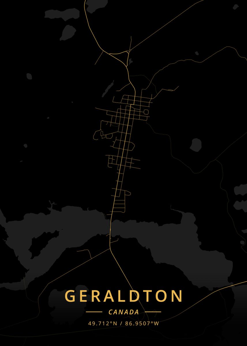 'Geraldton Canada' Poster, picture, metal print, paint by Designer Map ...