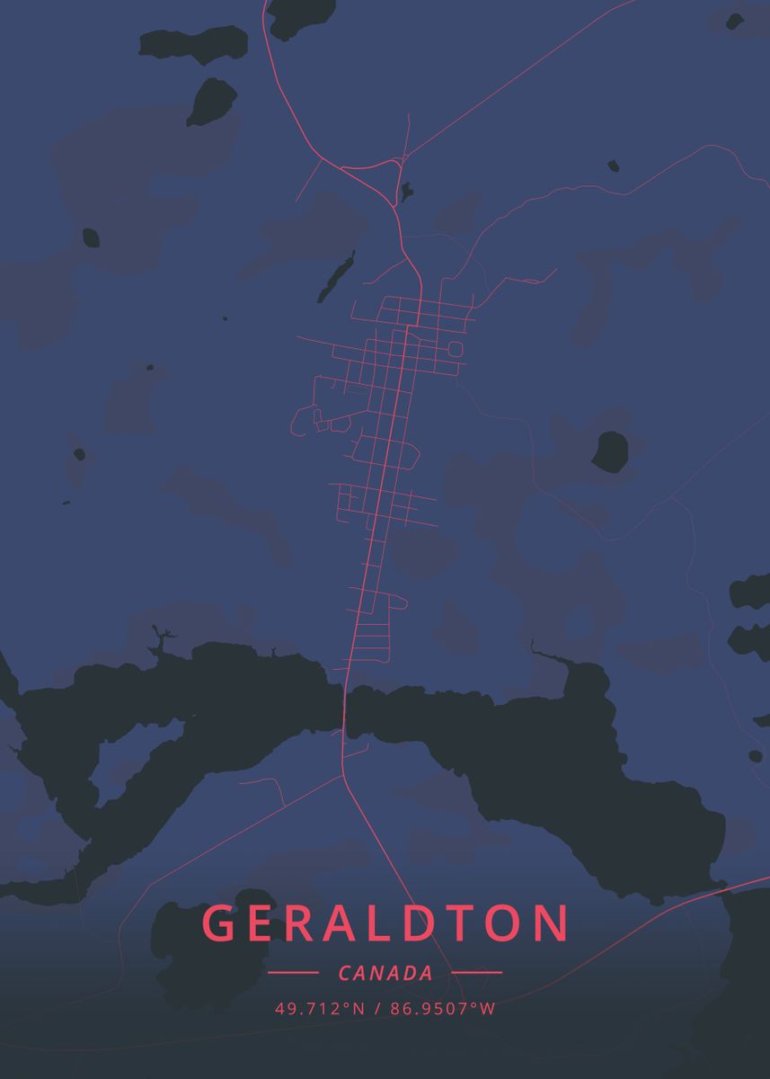 'Geraldton Canada' Poster, picture, metal print, paint by Designer Map ...