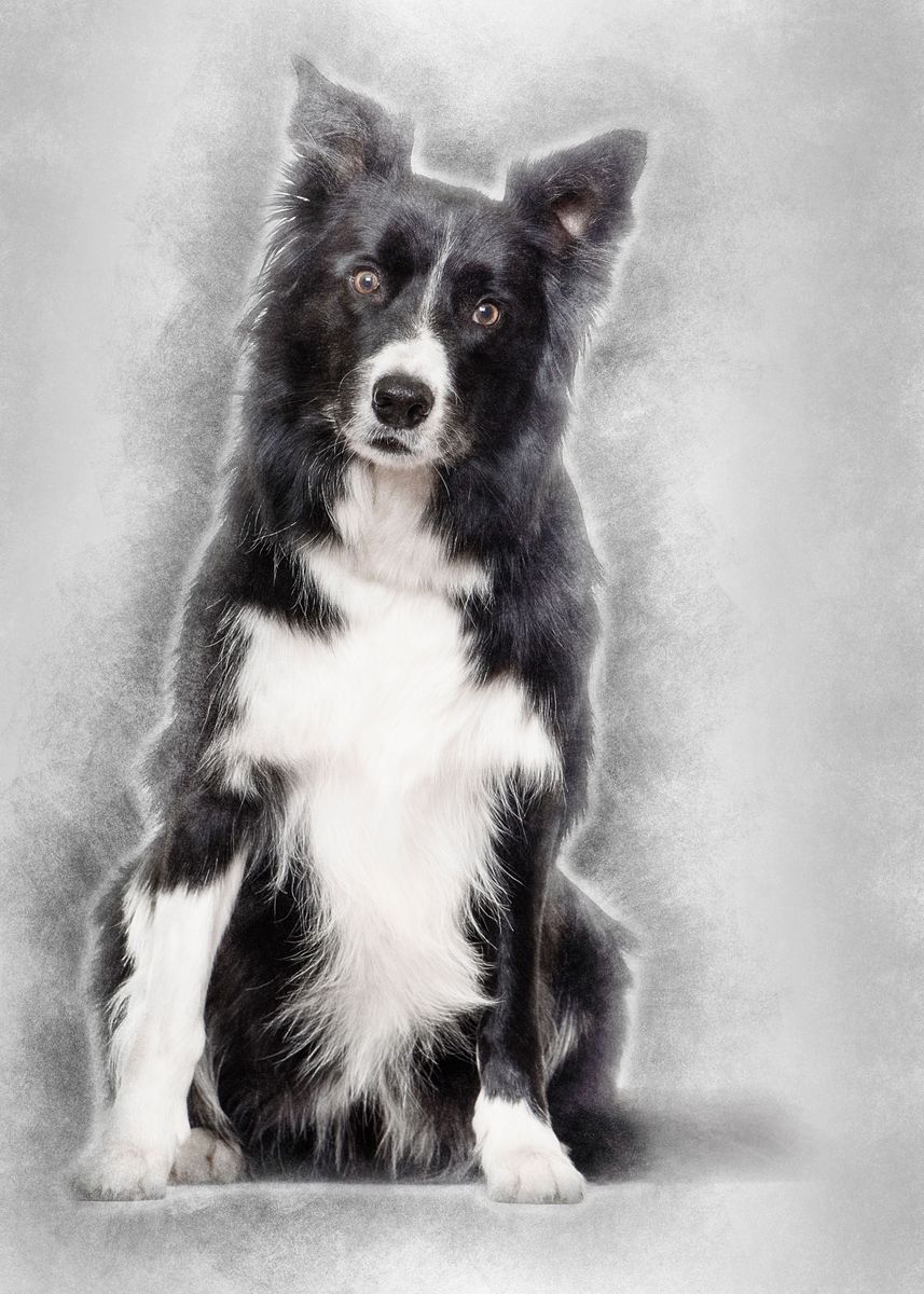 'Border Collie dog sitting ' Poster by Noahs Ark | Displate