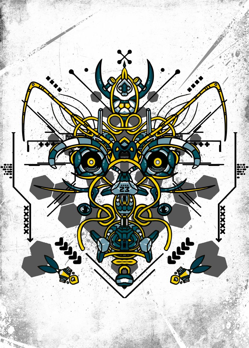 'Techno insect' Poster by Valentin Lerond Caussin | Displate